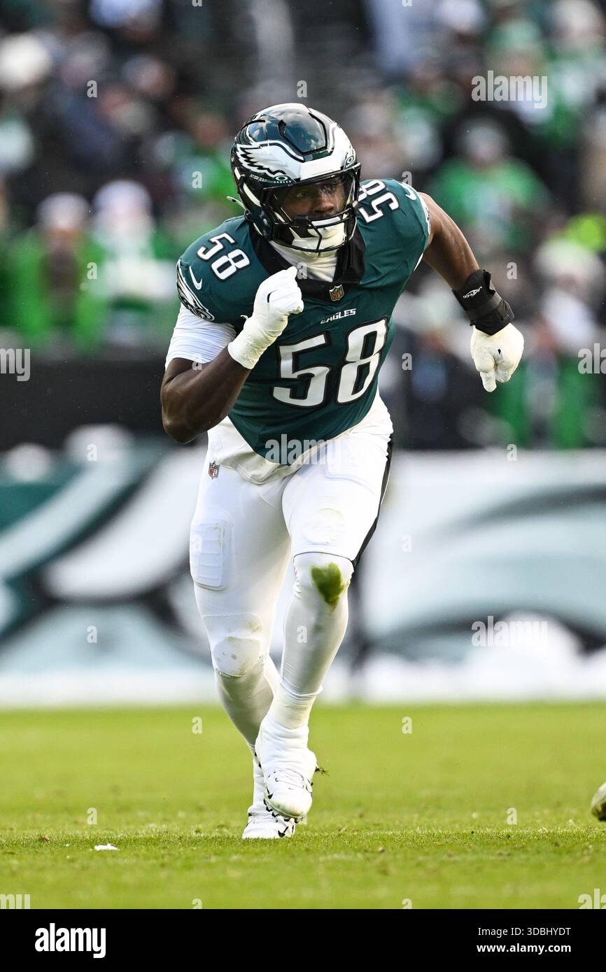 Philadelphia Eagles linebacker Jalyx Hunt (58) in action during the ...