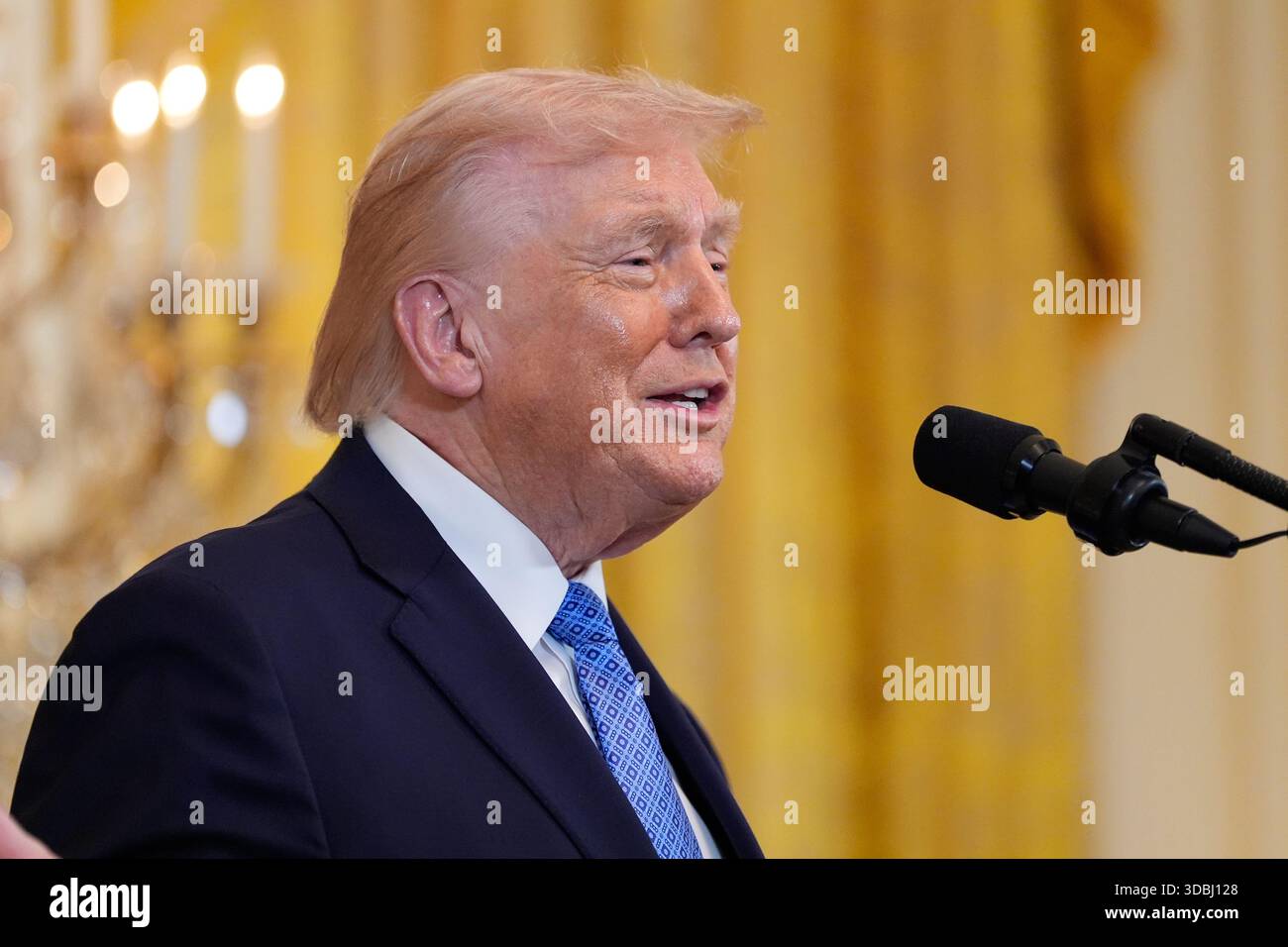President Donald Trump speaks during a Hanukkah reception in the East ...