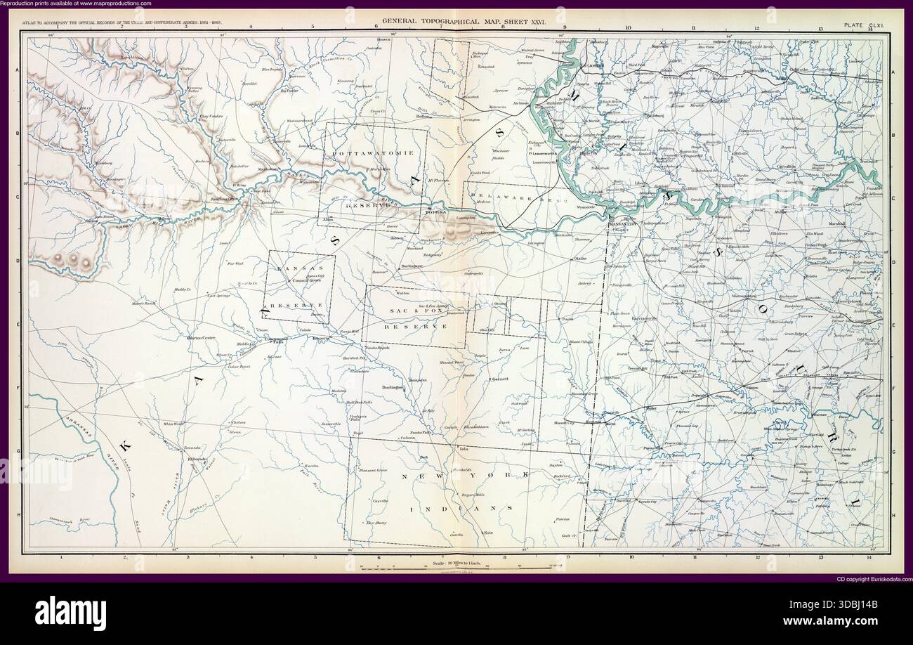SEATTLE - OCT 11, 2025 - General topographical map of Kansas and ...