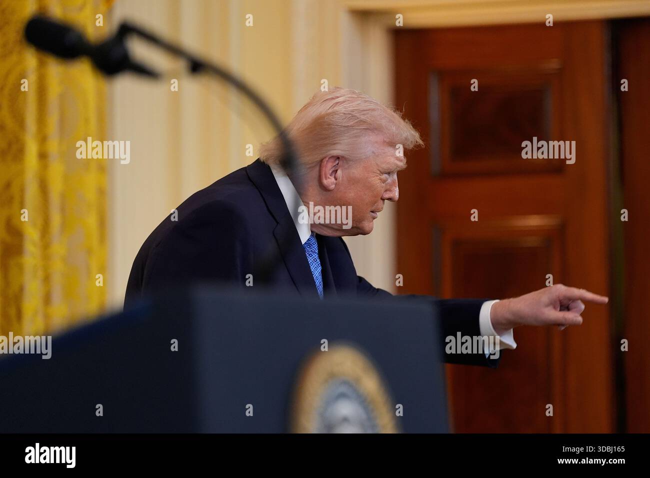 President Donald Trump gestures as he speaks during a Hanukkah ...