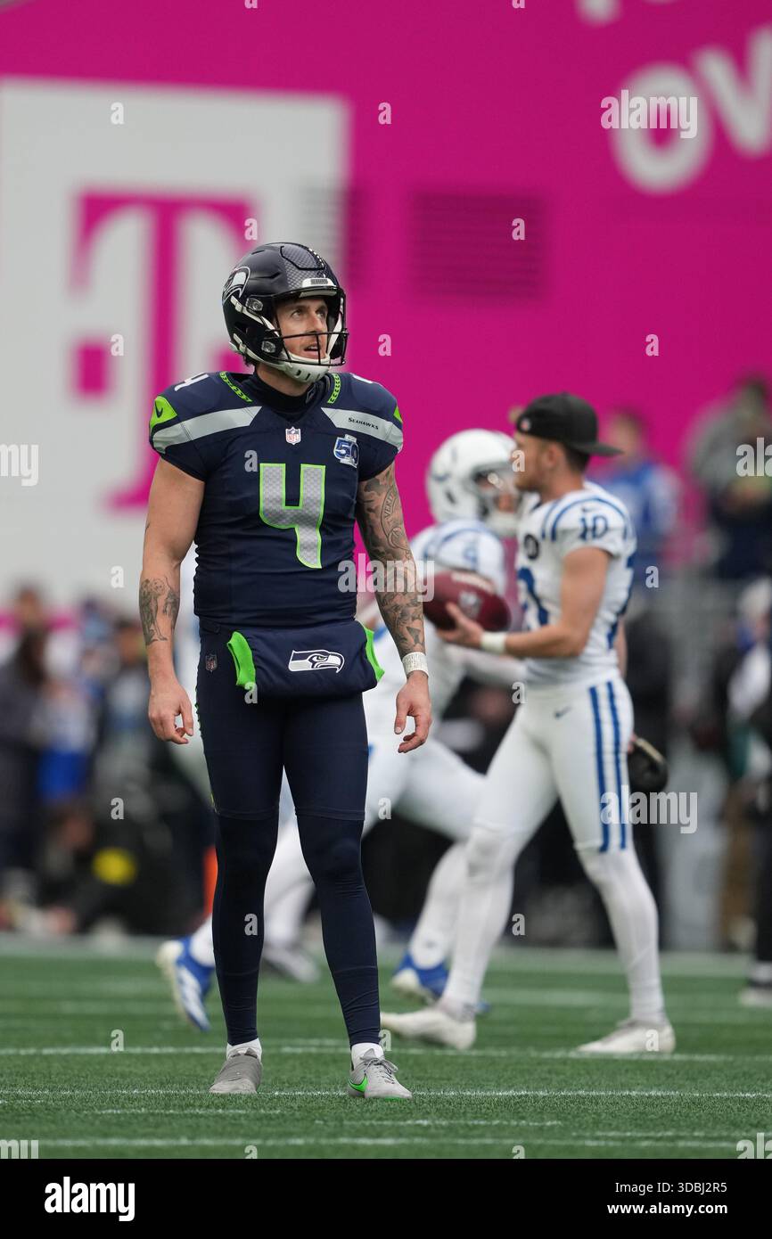 Seattle Seahawks punter Michael Dickson warms up before an NFL football ...