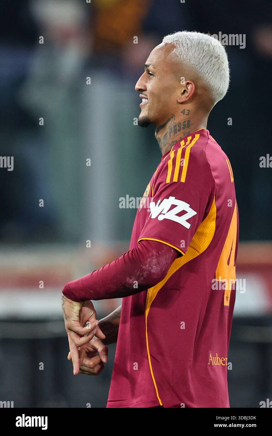 Wesley Vinicius Franca Lima of AS Roma celebrates after scoring a goal ...