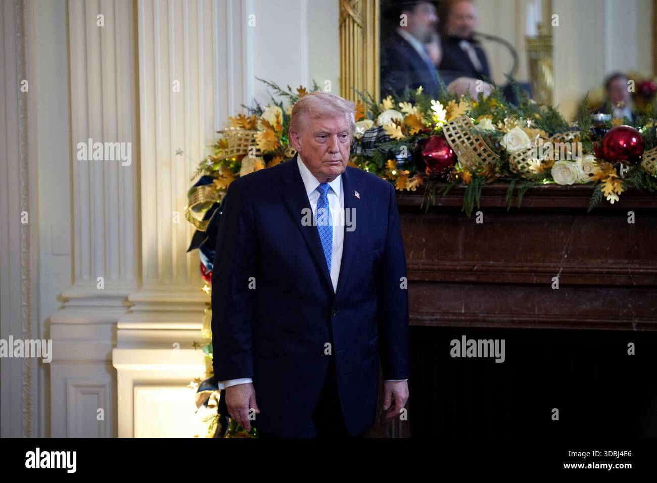 US President Donald Trump participates in a Hanukkah reception in the ...
