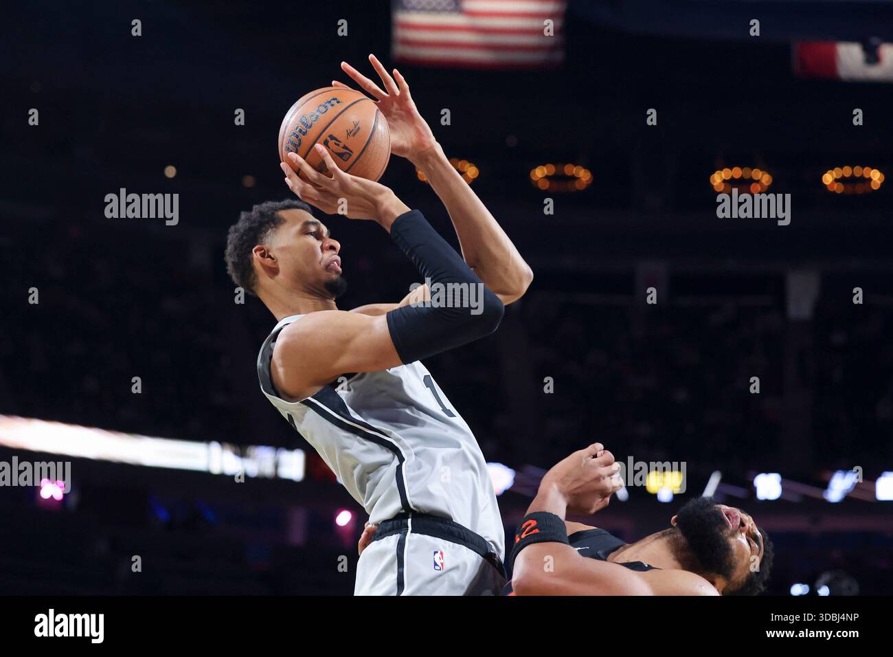 San Antonio Spurs forward Victor Wembanyama (1) shoots against New York ...