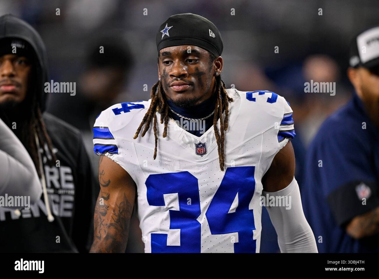Dallas Cowboys cornerback Shavon Revel Jr. (34) looks on before an NFL ...