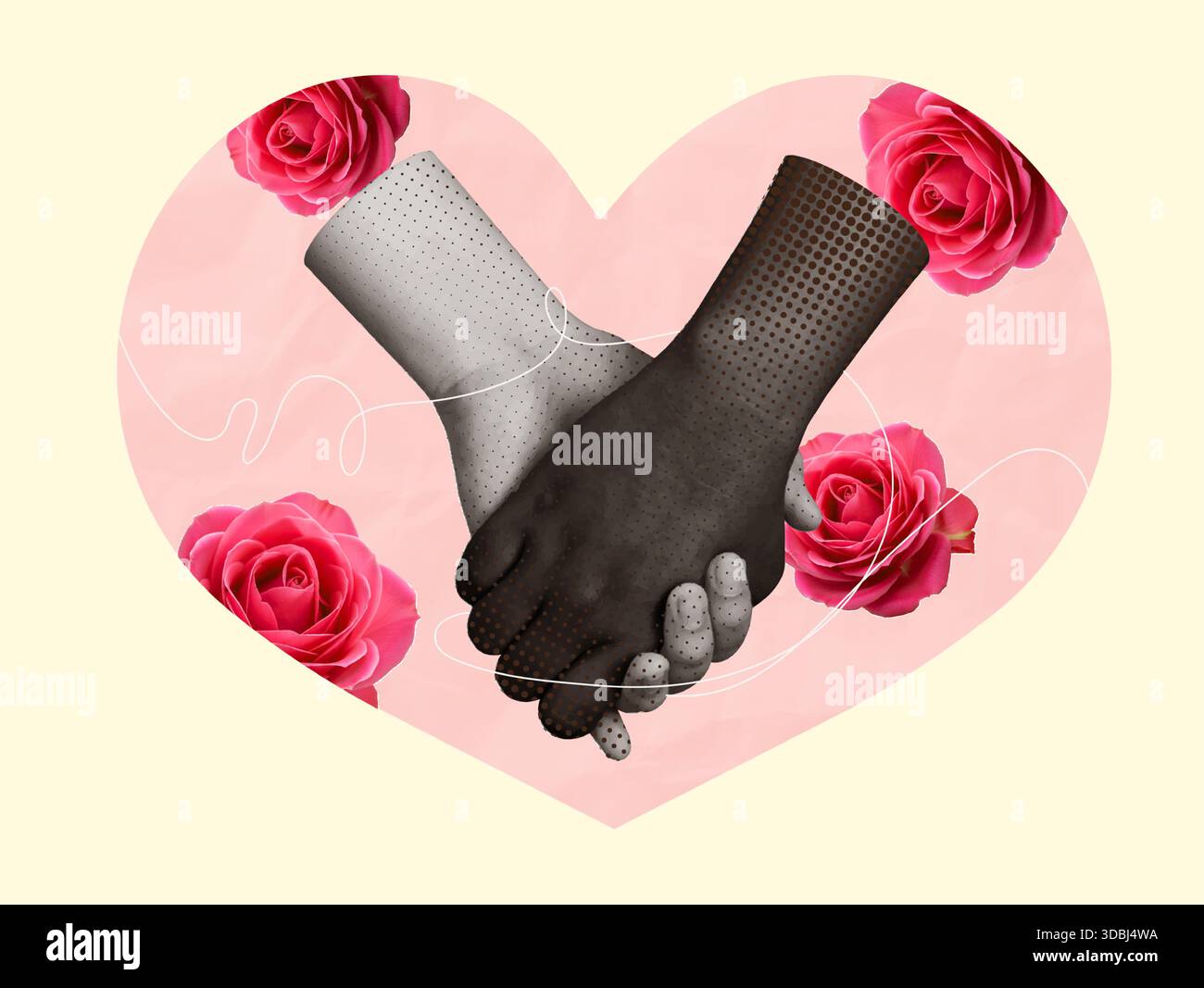 Unity in love depicted by hands holding a rose within a heart. Vector ...