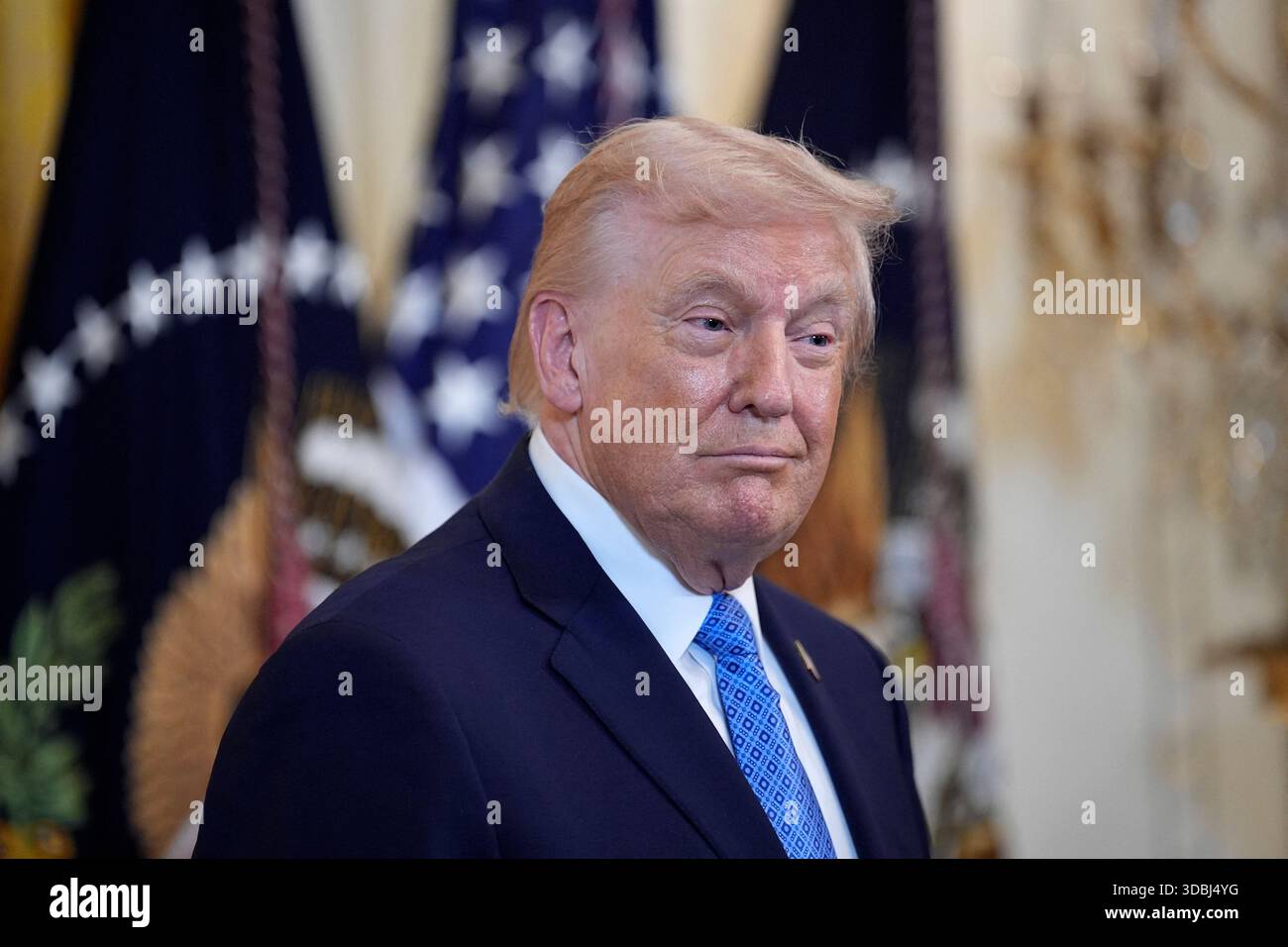 US President Donald Trump participates in a Hanukkah reception in the ...