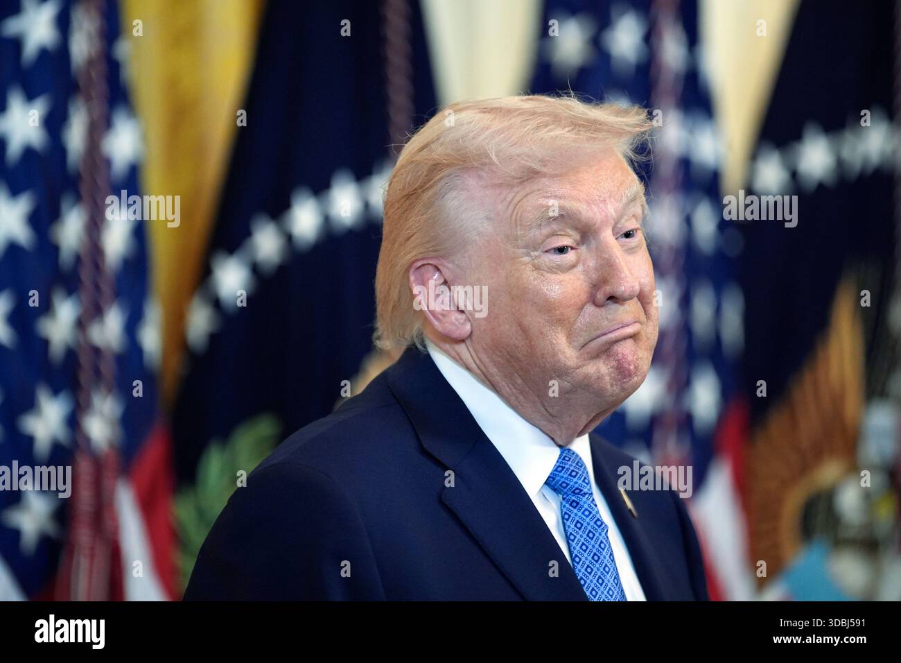 US President Donald Trump participates in a Hanukkah reception in the ...