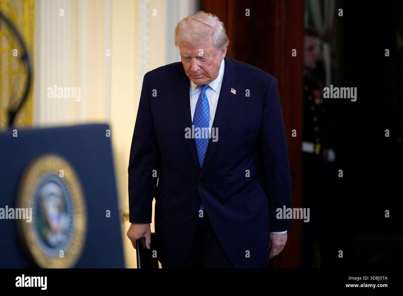 US President Donald Trump participates in a Hanukkah reception in the ...