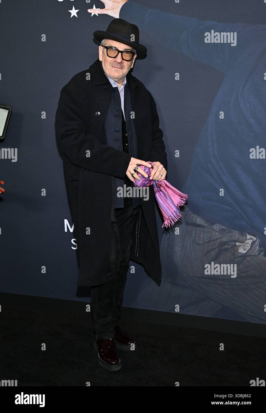Elvis Costello attends the premiere of "Marty Supreme" at Regal Times ...