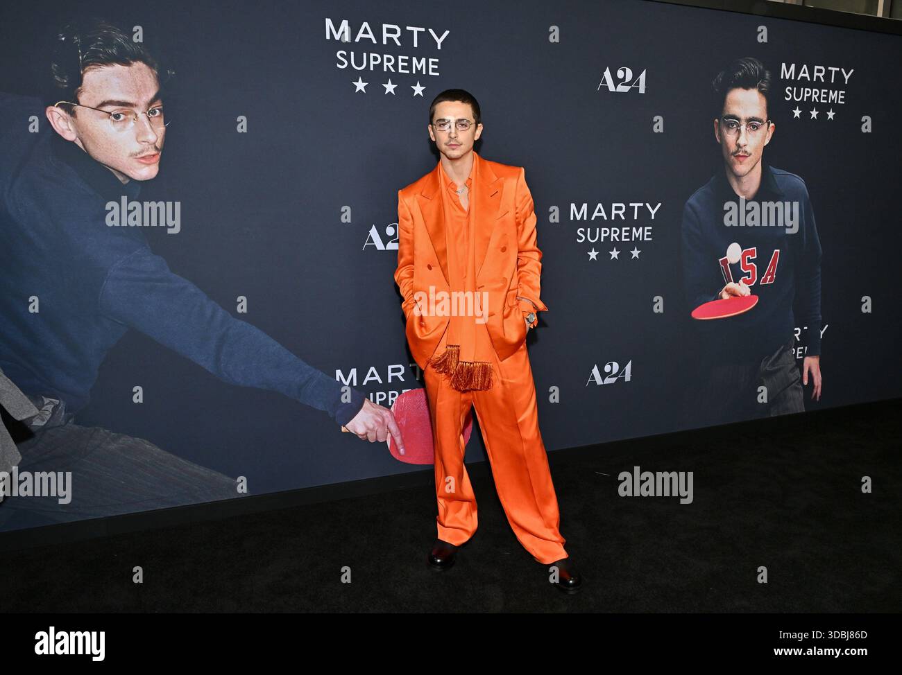 Timothée Chalamet attends the premiere of "Marty Supreme" at Regal ...