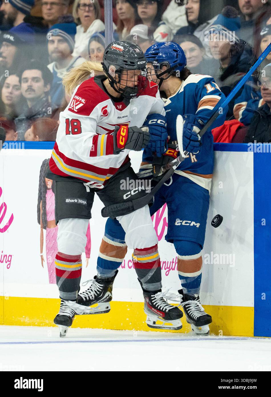 Ottawa Charge's Mannon McMahon (18) hits Vancouver Goldeneyes' Sydney ...