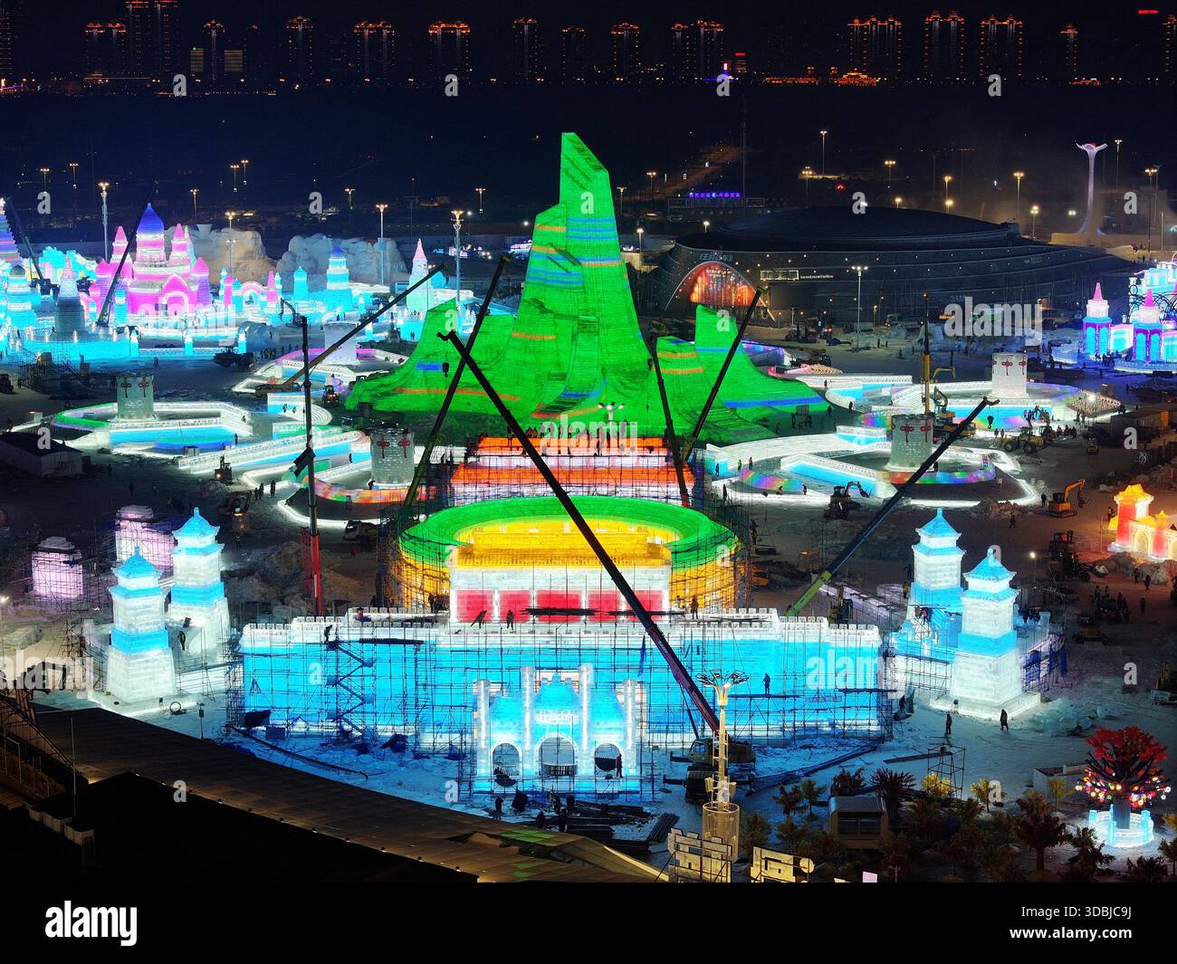 Aerial photo shows the construction site of the 27th Harbin Ice and ...
