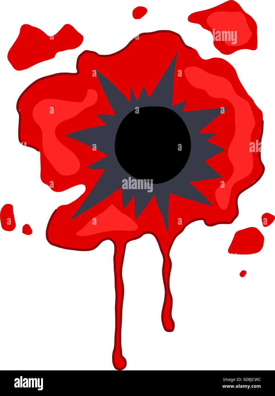 Bullet hole with blood splatter and dripping vector illustration Stock ...