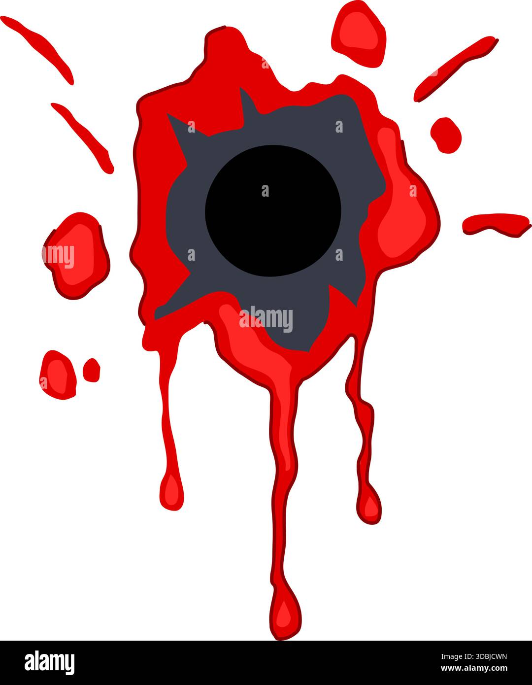 Bullet hole in surface with red blood splatter Stock Vector Image & Art ...
