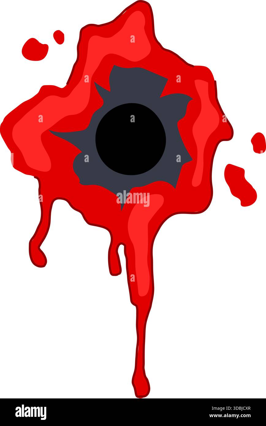 Bullet hole wound showing blood dripping and splattering Stock Vector ...