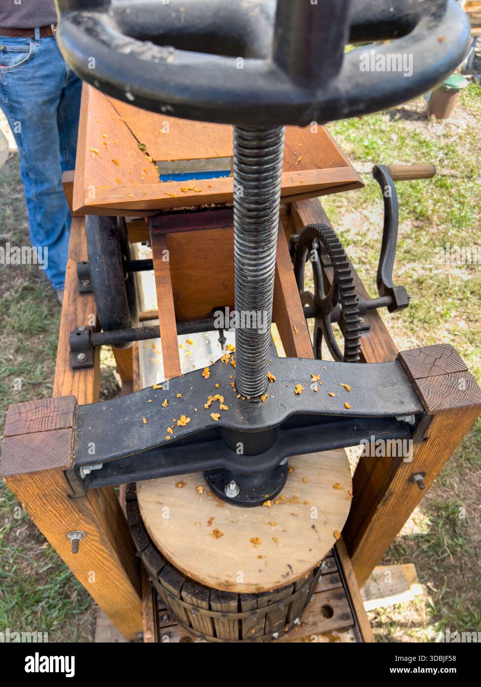 Rustic Wooden Apple Cider Press Detail Stock Photo - Alamy