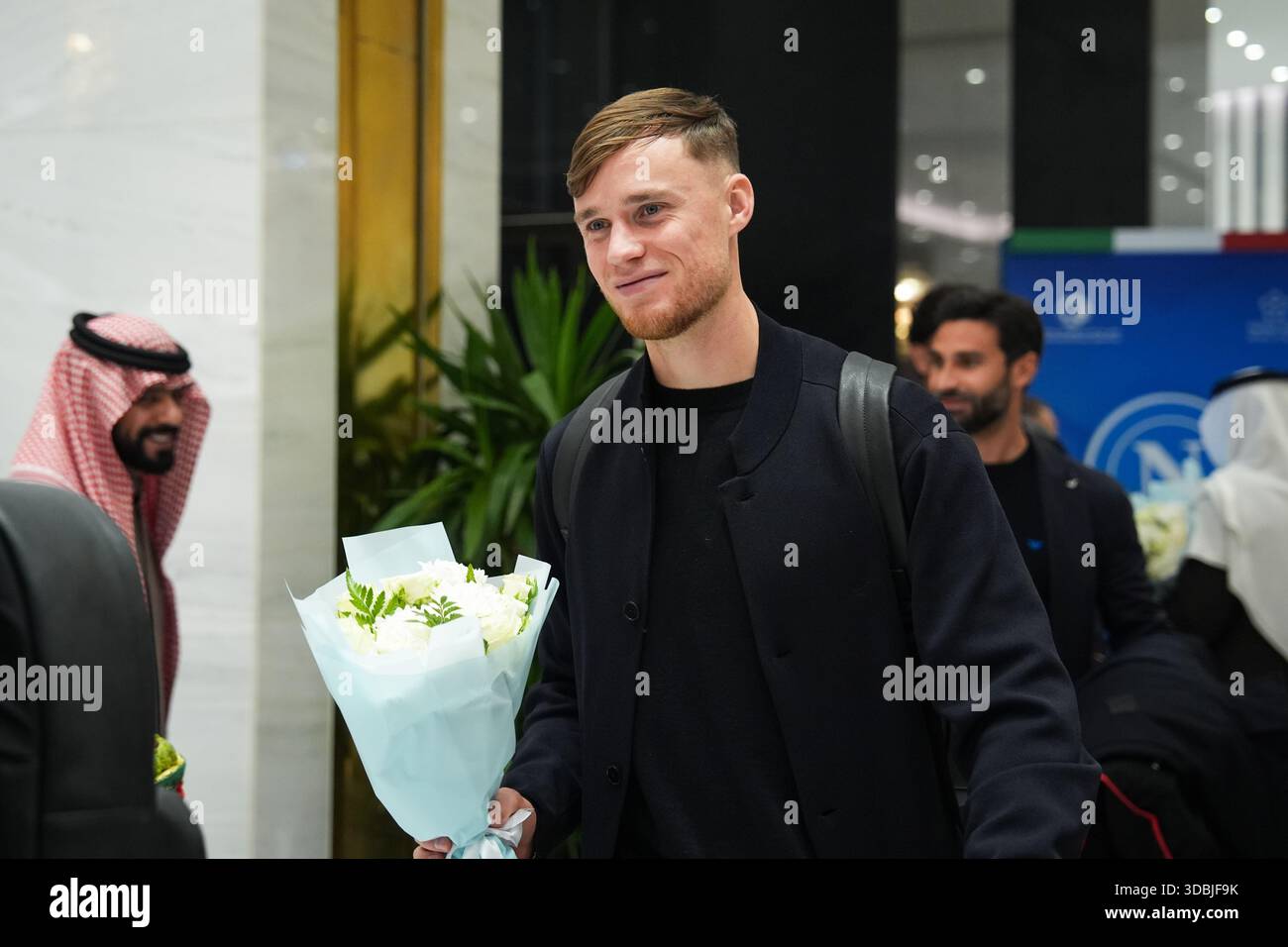 Napoli's Sam Beukema arriving at Movenpick Hotel in Riyadh, Saudi ...