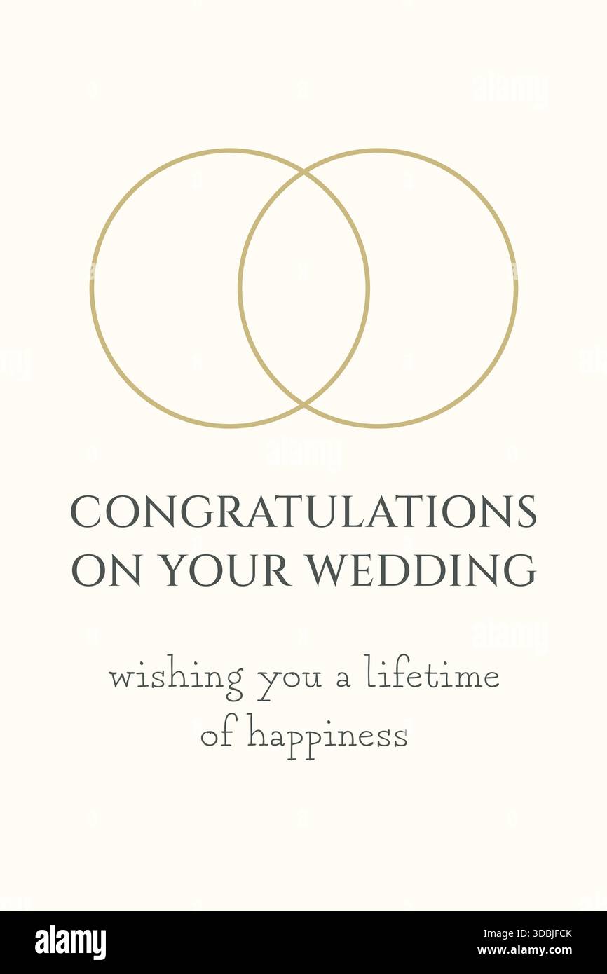 Soft ivory greeting card featuring two overlapping gold rings and a ...