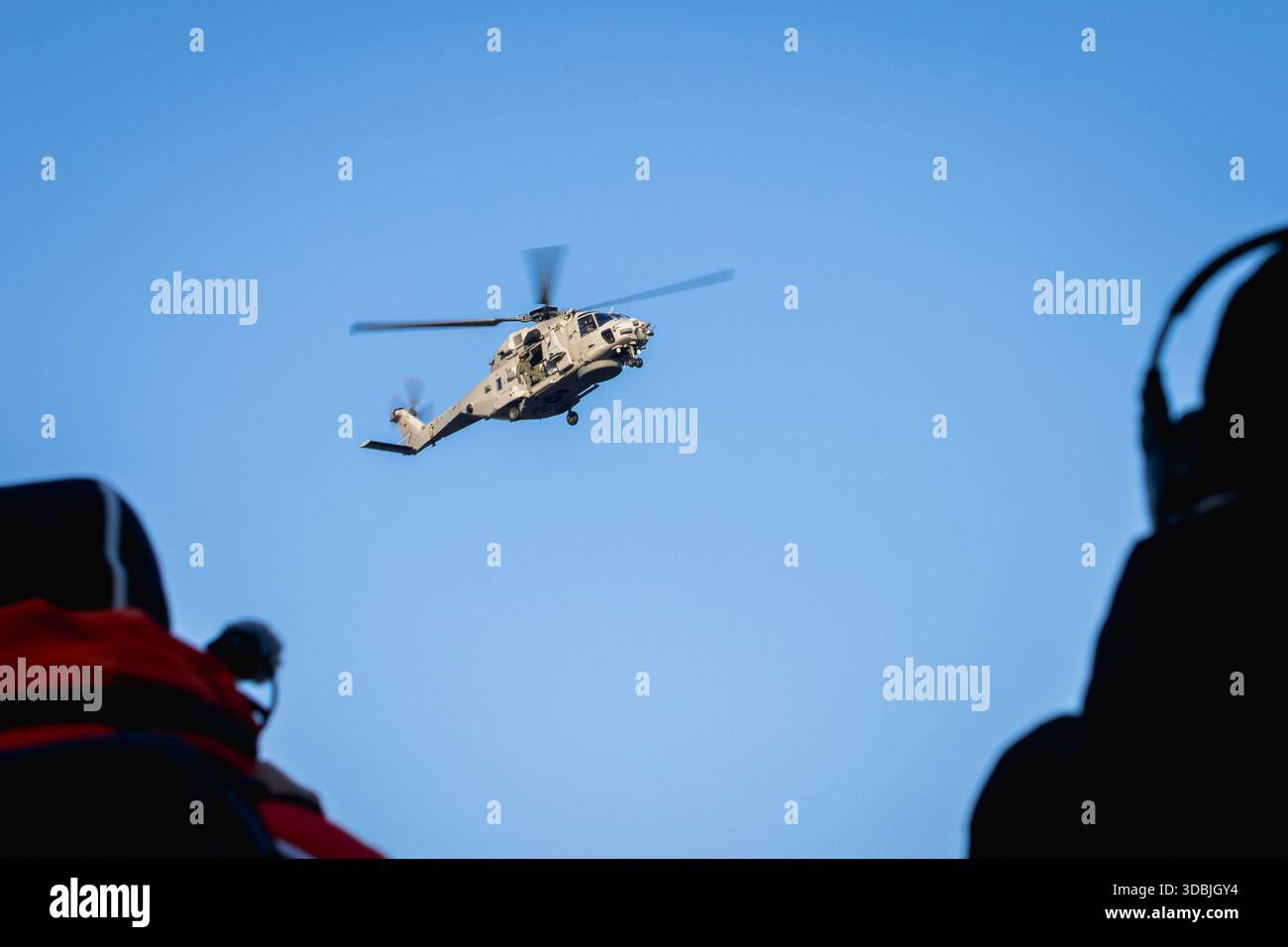 The first onboard helicopter NH-90 MRFH Sea Tiger lands at the Federal ...