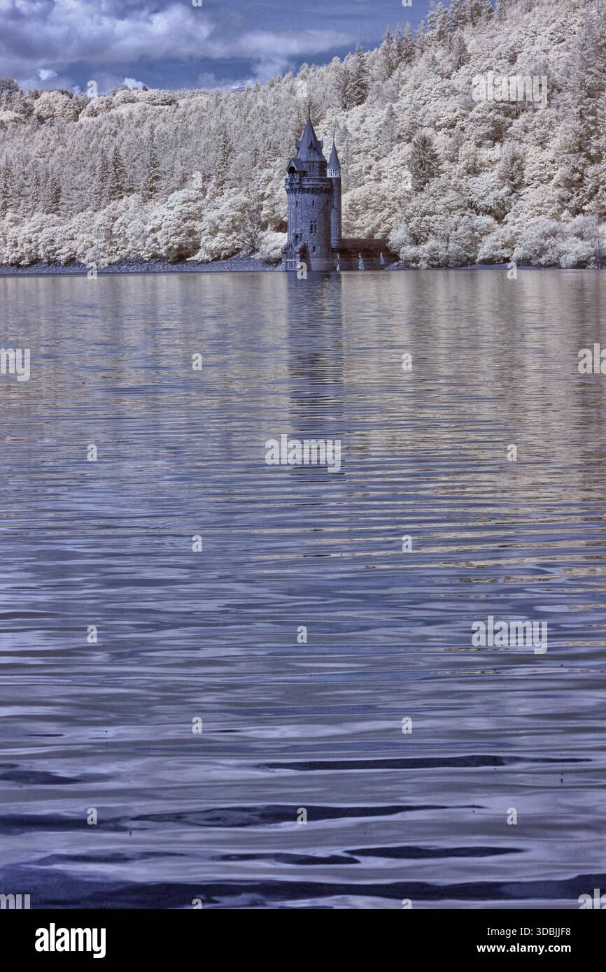 The Princess Tower in Infrared at Lake Vyrnwy Sculpture Park, Llanwddyn ...