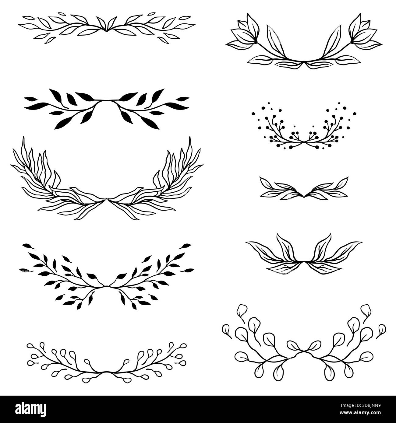 Set of floral divider elements. Wedding and marriage decorations with ...