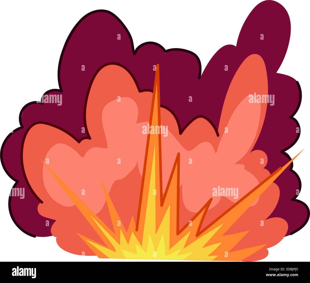 Cartoon explosion visual effect bursting with smoke concept Stock ...