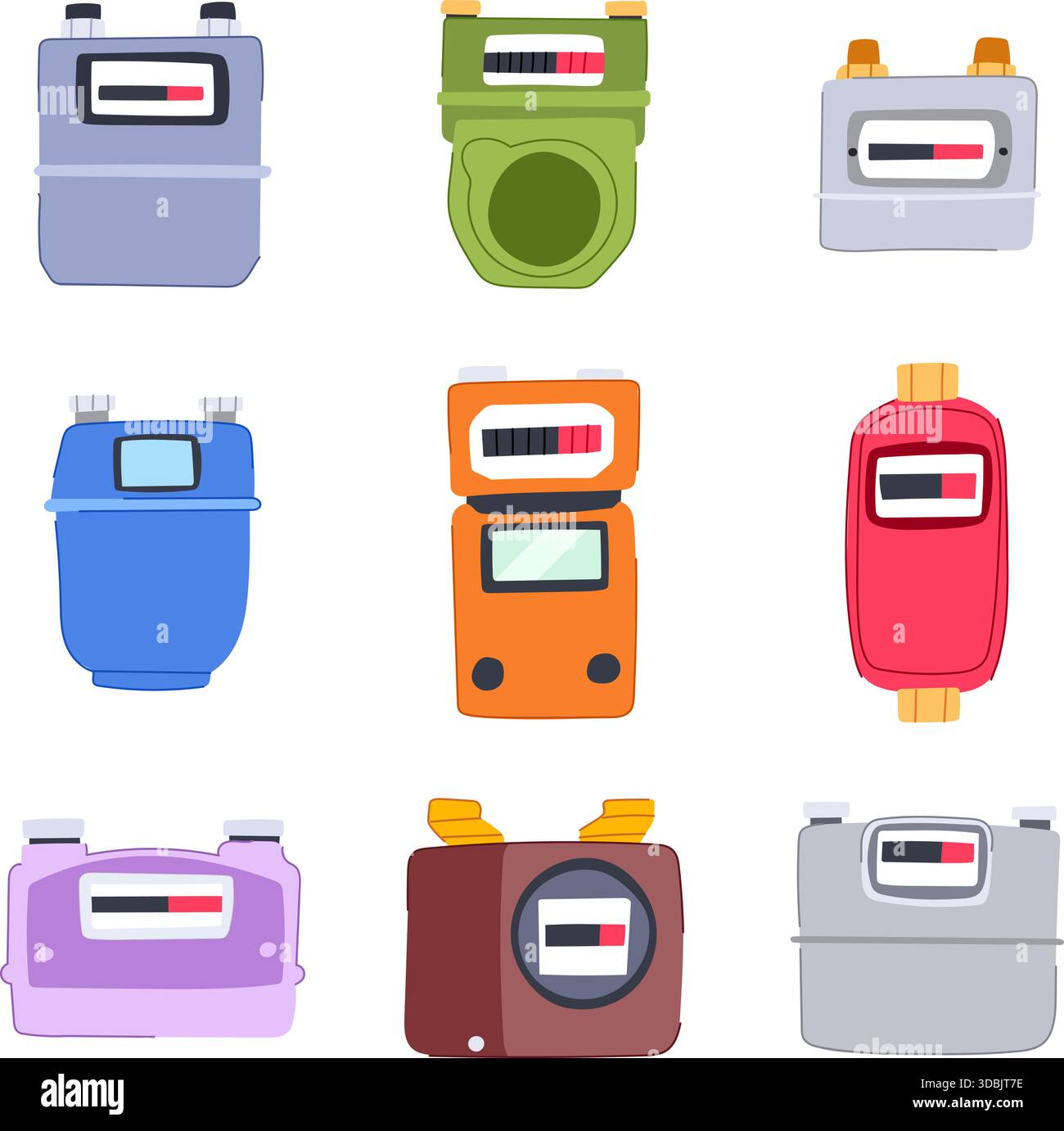 Gas meters collection illustrating energy consumption and utility ...