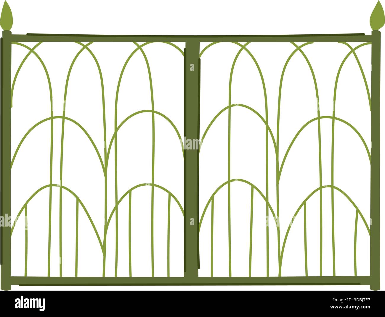 Green decorative iron gate separating exterior boundary Stock Vector ...