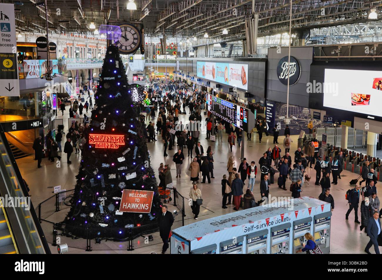 Stranger Things themed Christmas tree Waterloo Railway Station London ...