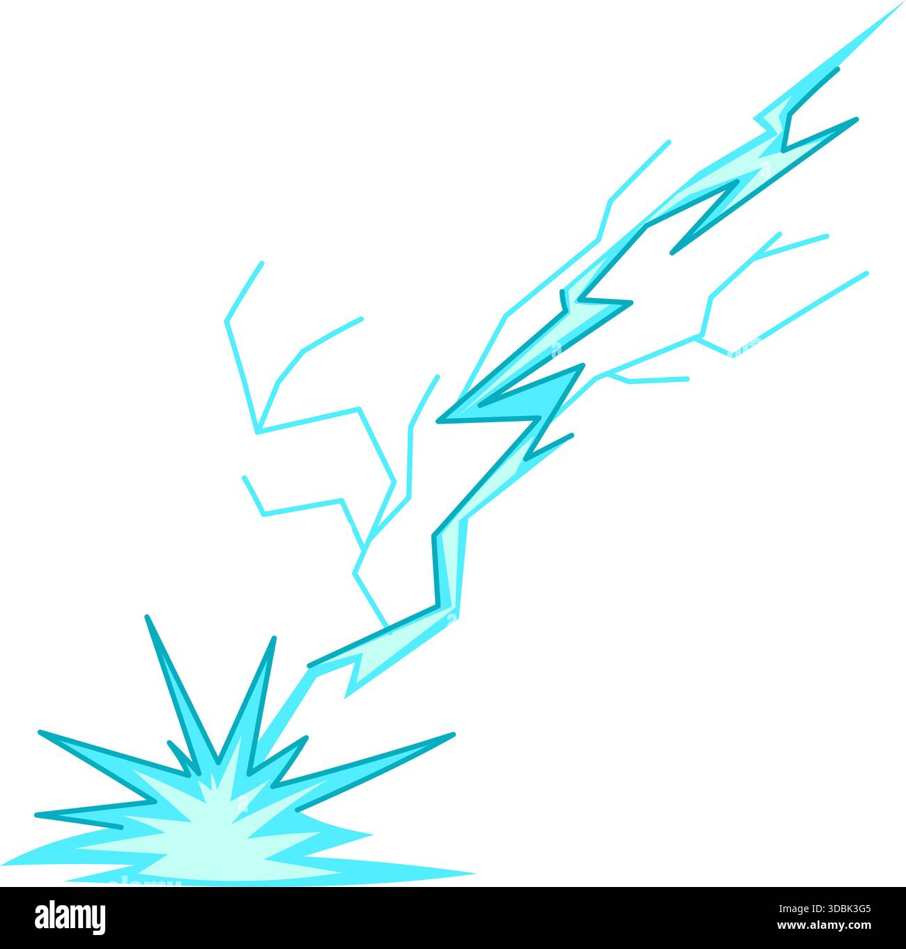 Lightning strike impacting ground creating electric explosion Stock ...