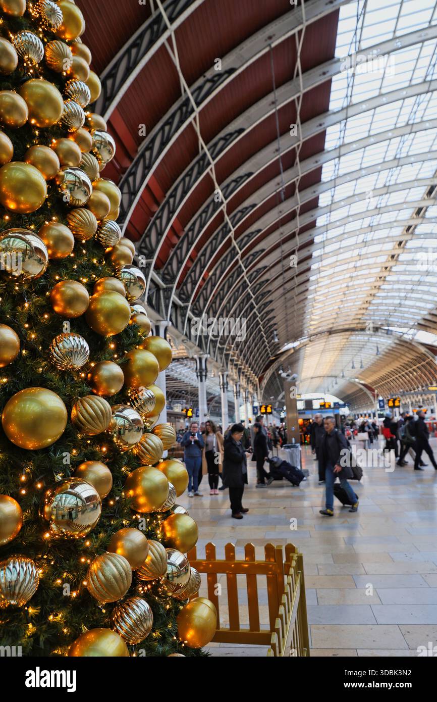 Ferrero Rocher themed Christmas Tree Paddington Railway Station London ...