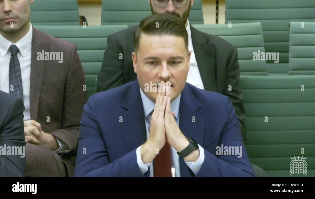 Screen grab of Health Secretary Wes Streeting appearing before the ...