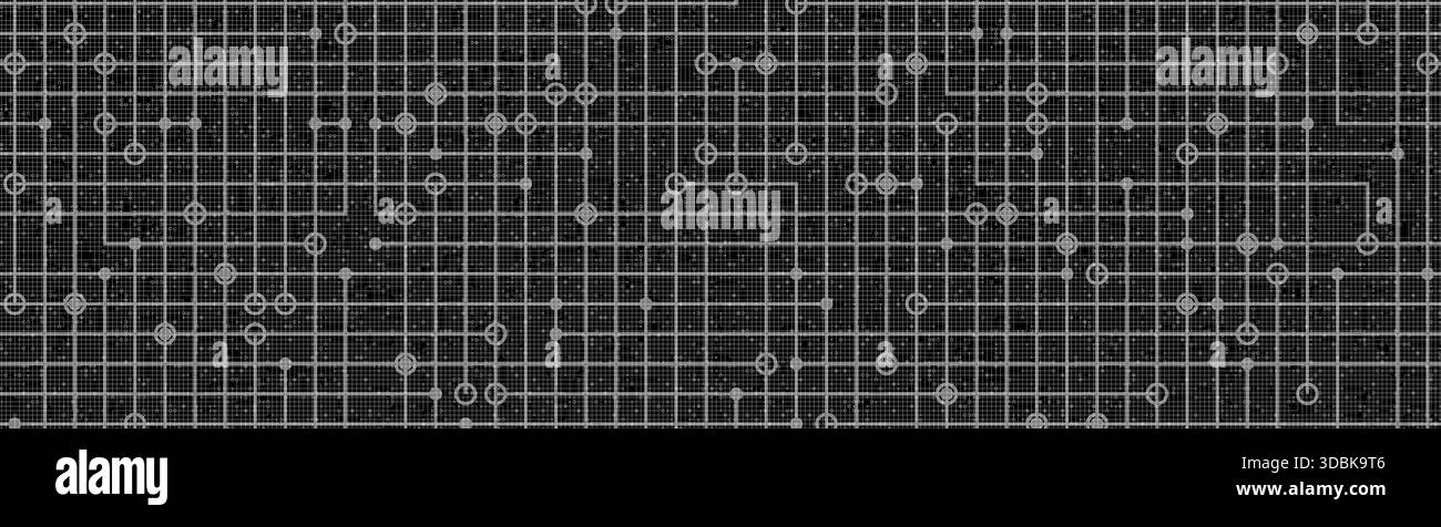 Abstract digital technology background, grid of circuit lines and nodes ...