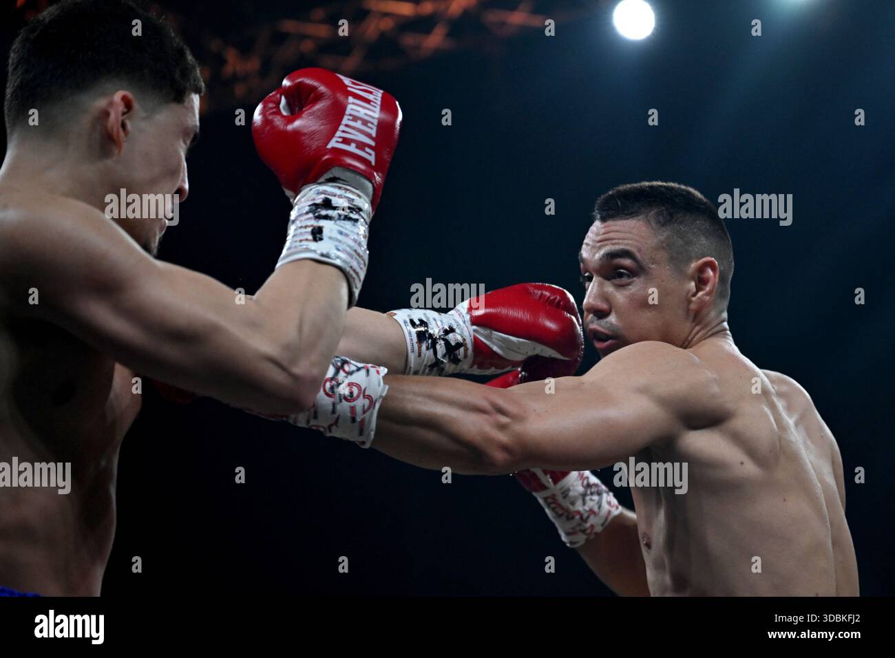 Australian boxer Tim Tszyu in action against United States boxer ...