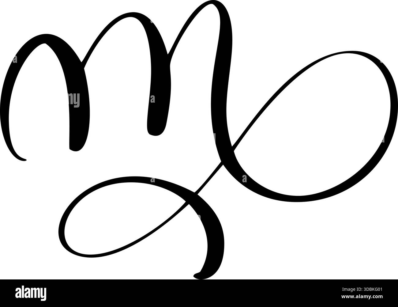 Vector calligraphy hand drawn letter M logo. Script font. Handwritten ...