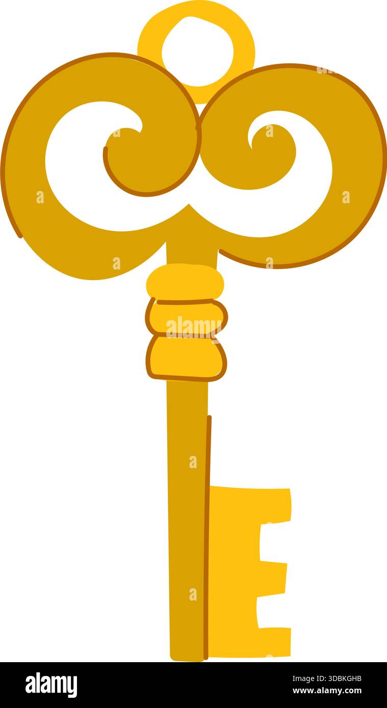 Golden skeleton key unlocking mystery and security concept Stock Vector ...