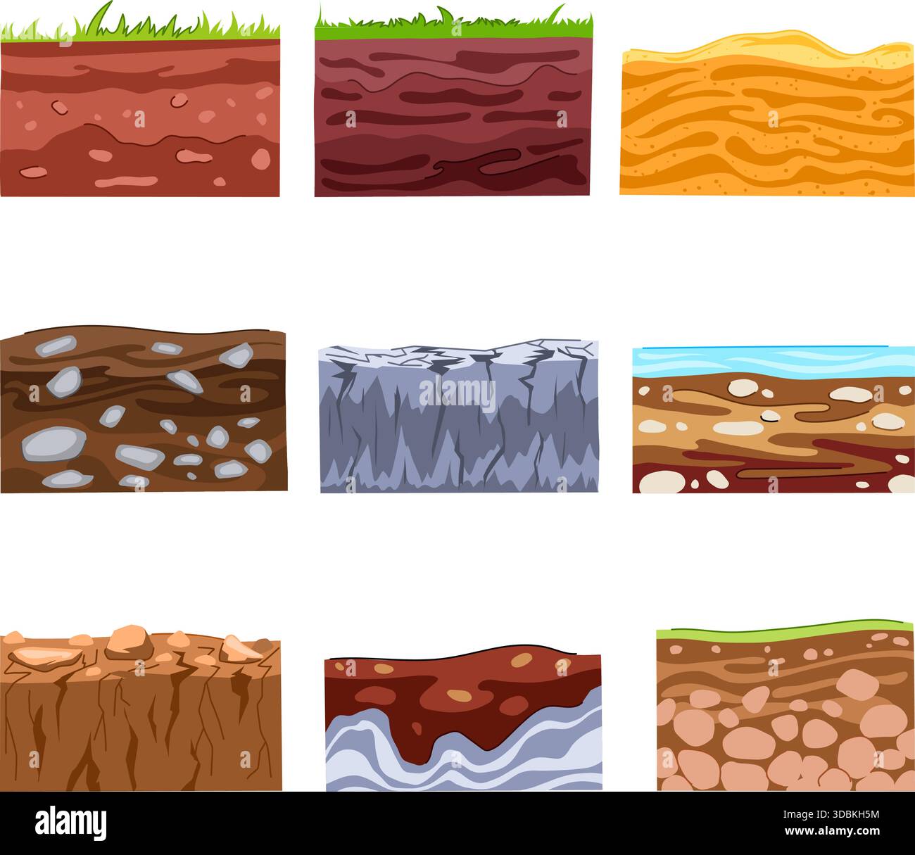 Cartoon soil layers depicting ground cross sections Stock Vector Image ...