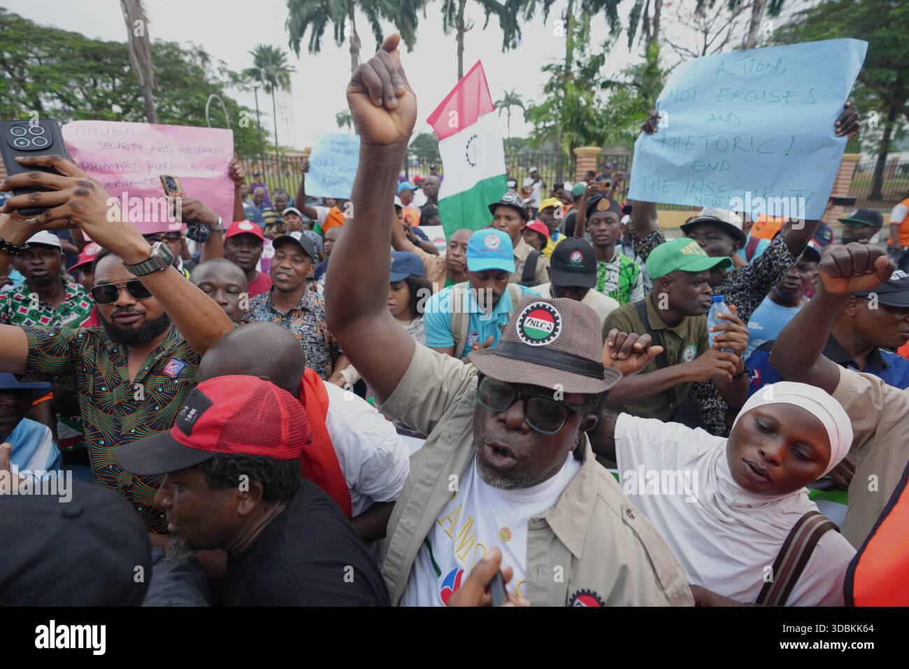 Nigeria Labour Congress supporters protest about insecurity on the ...