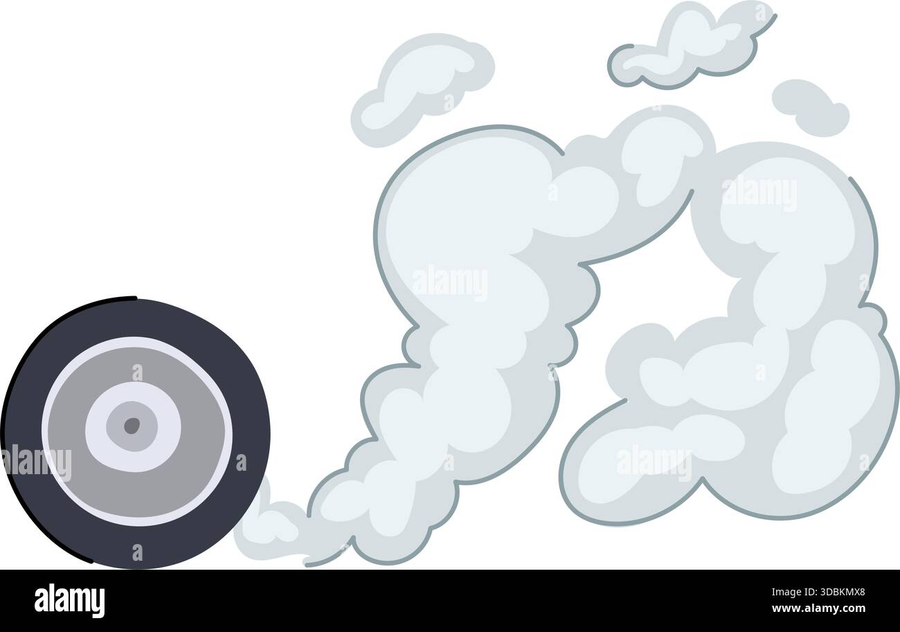 Car wheel spinning creating smoke cloud effect Stock Vector Image & Art ...