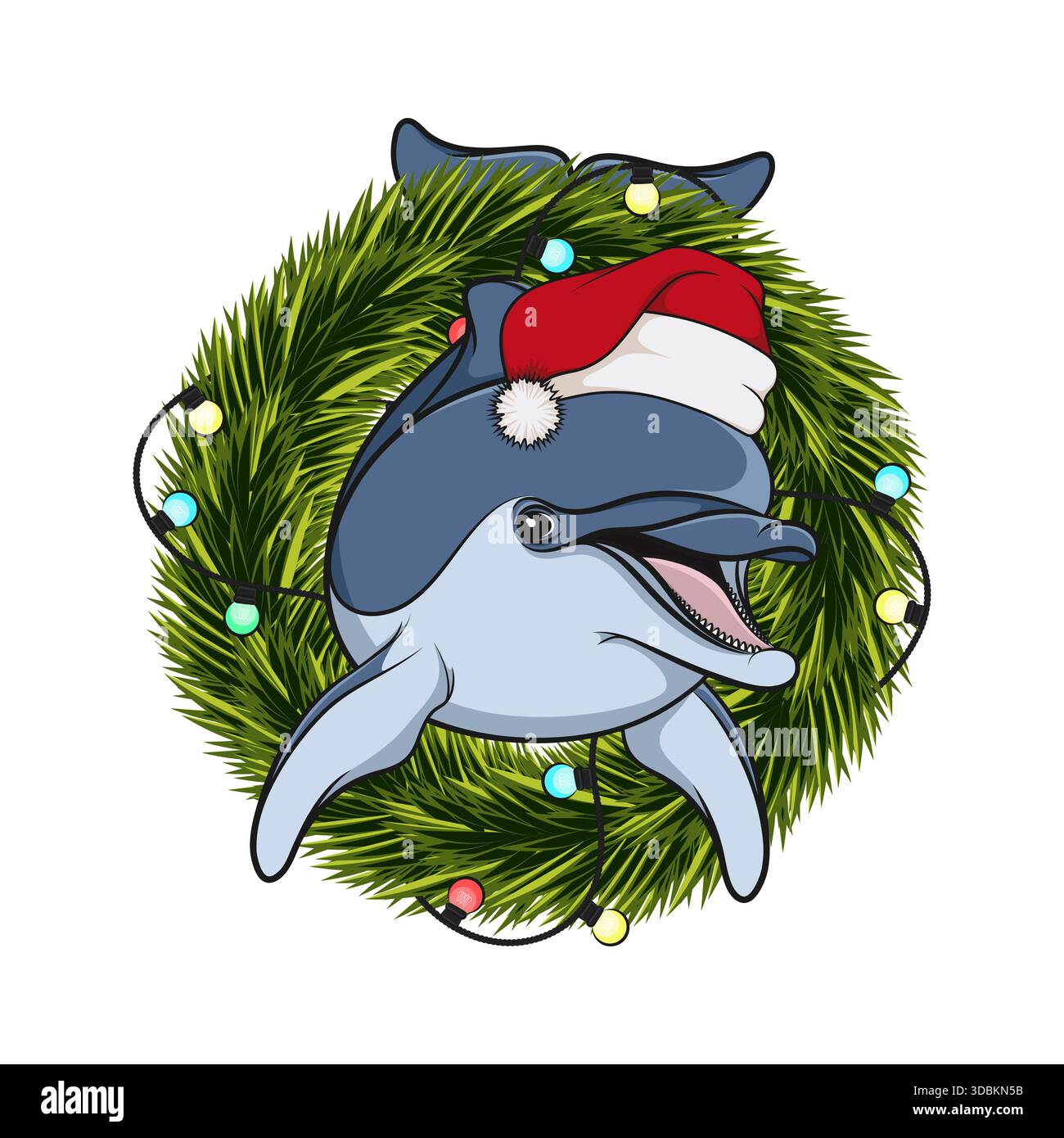 Color illustration dolphin in Stock Vector Images - Alamy