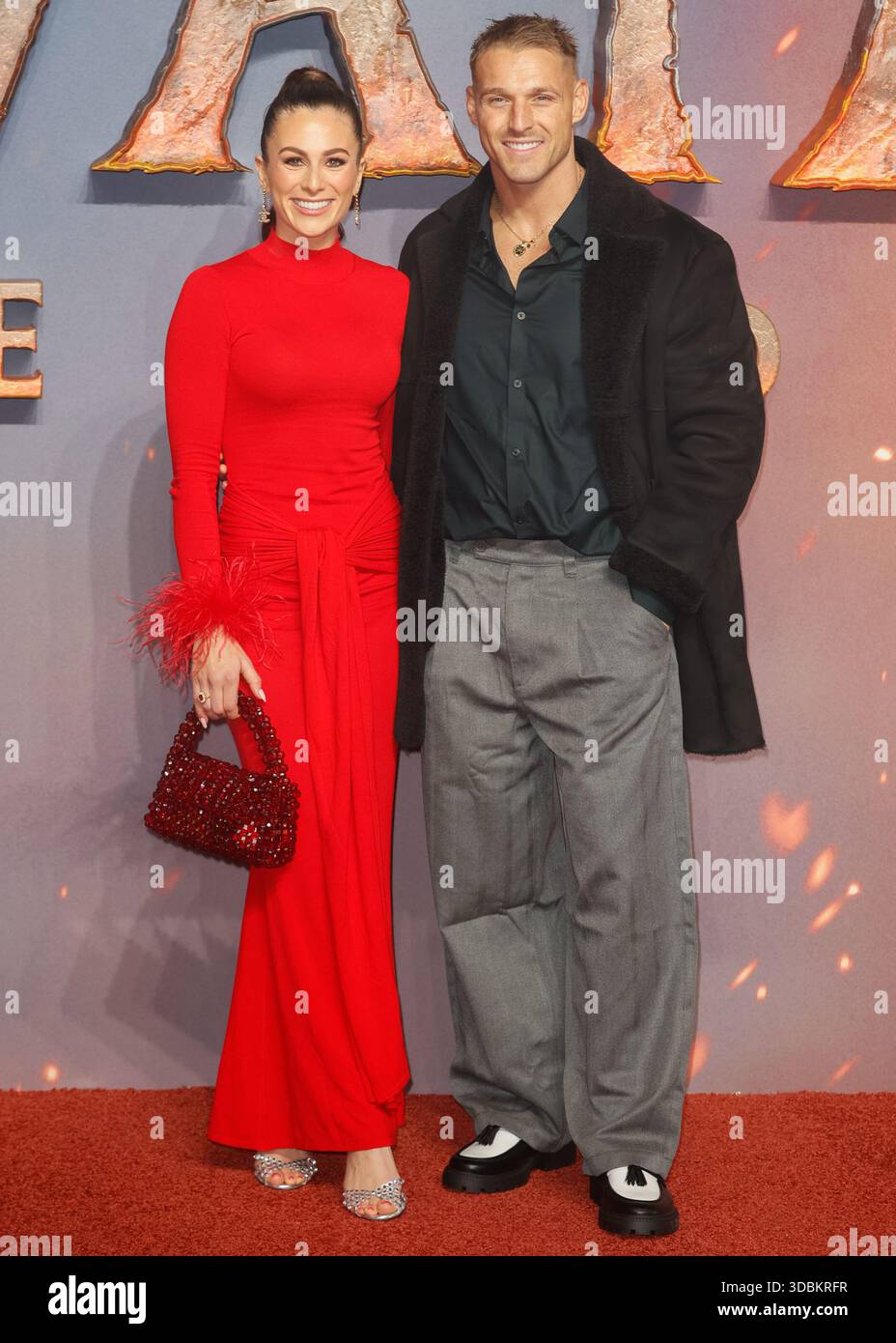 Steph Elwood, Lewis Robling attend the UK Premiere of 'Avatar: Fire and ...