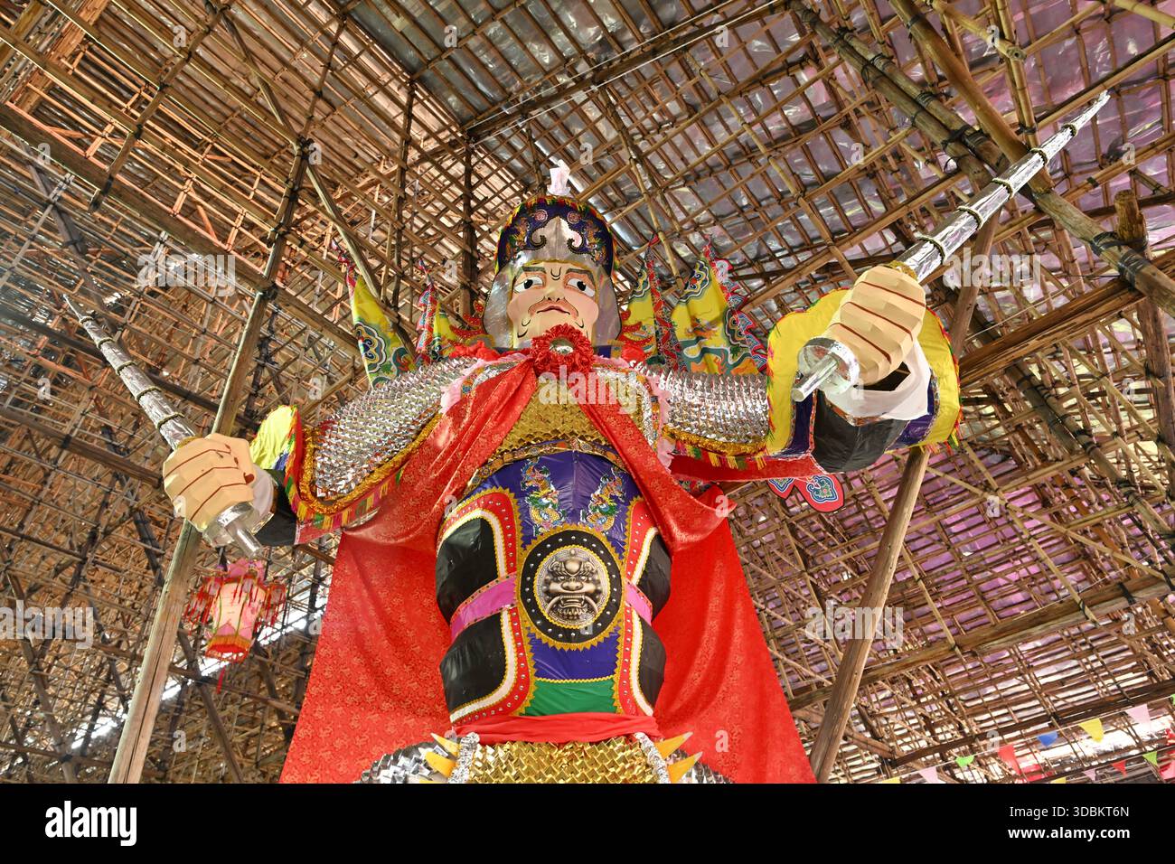 The exhibit display at the towering bamboo altar at Kam Tin Jiao ...