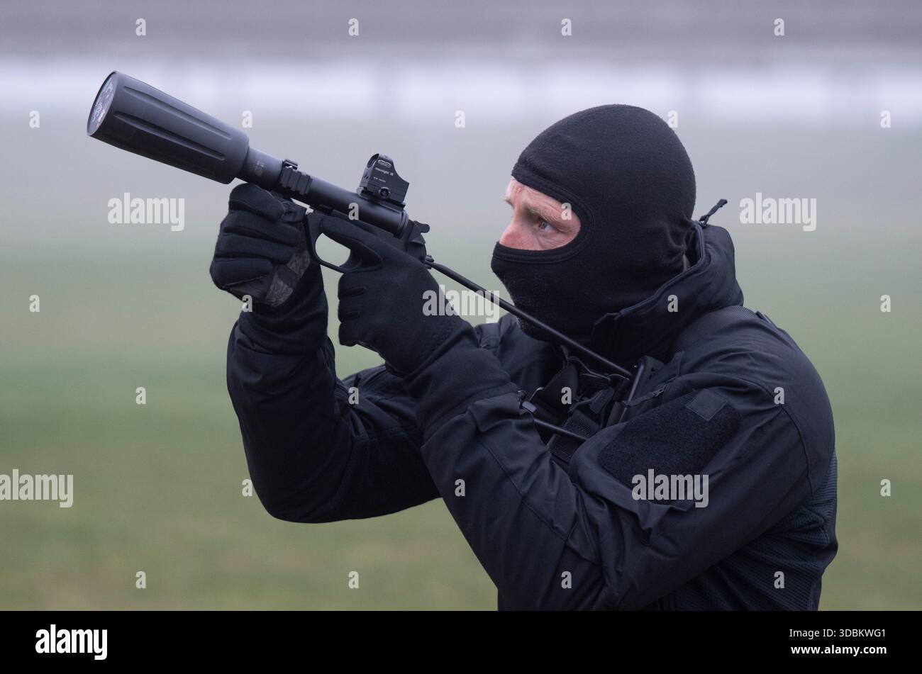 Officers from the police special operations unit (SEK) simulate ...
