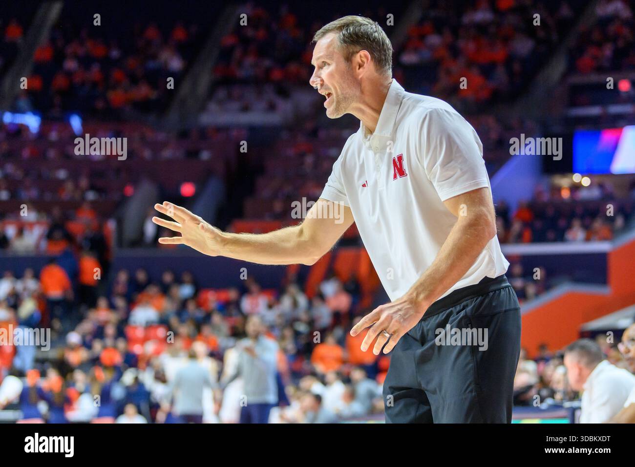 Nebraska head coach Fred Hoiberg motions to his team during the first ...
