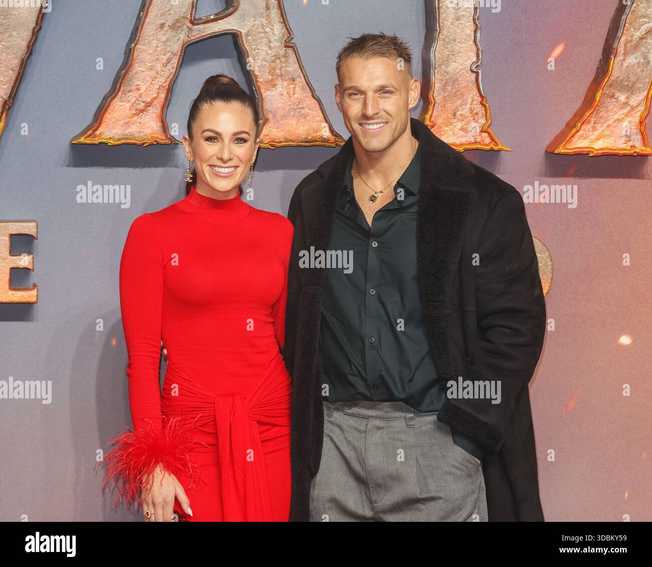 Steph Elwood, Lewis Robling attend the UK Premiere of 'Avatar: Fire and ...