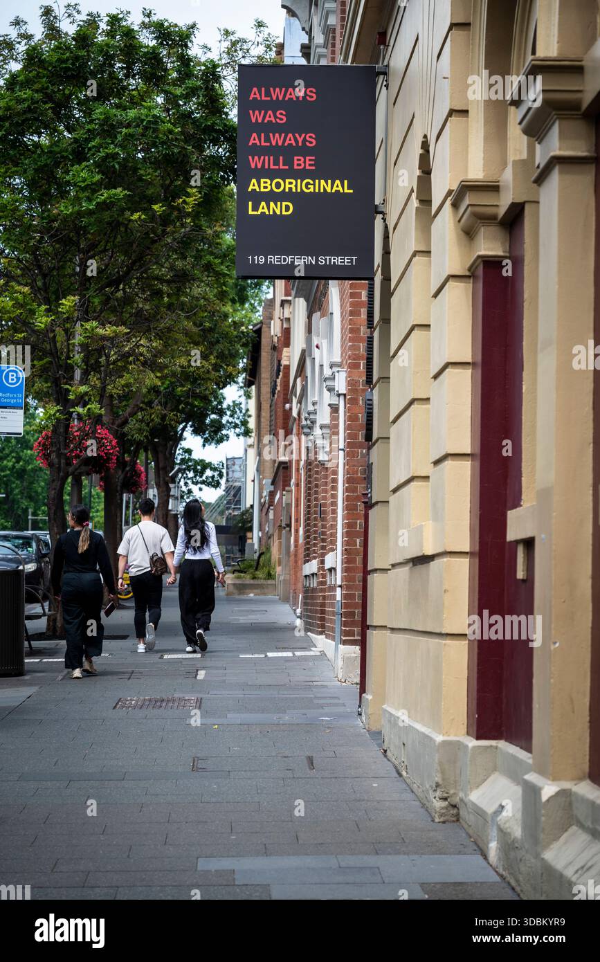 Aboriginal Land sign, Redfern Street, Redfern, an inner southern suburb ...