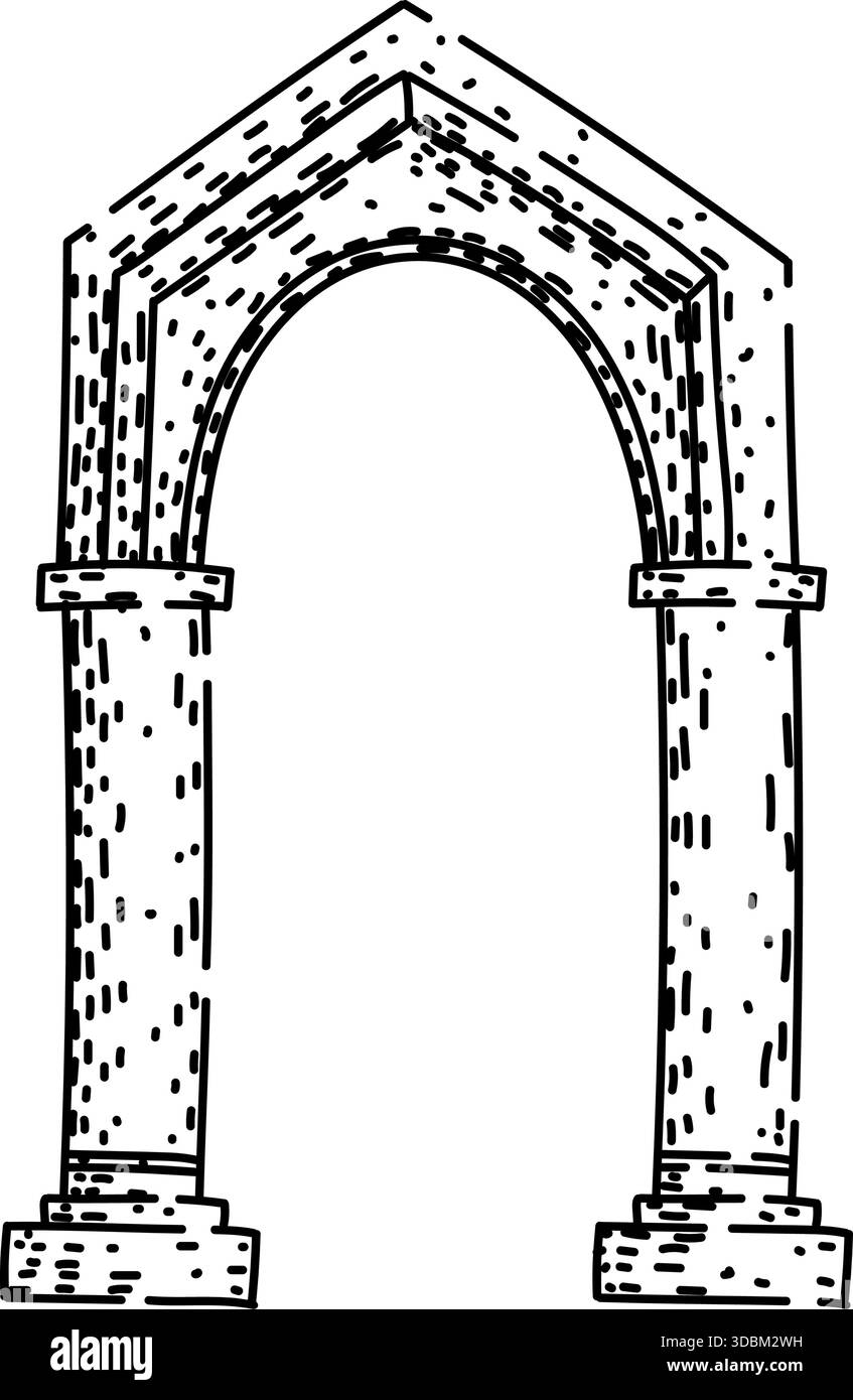 Hand drawing ancient archway representing history and passage Stock ...