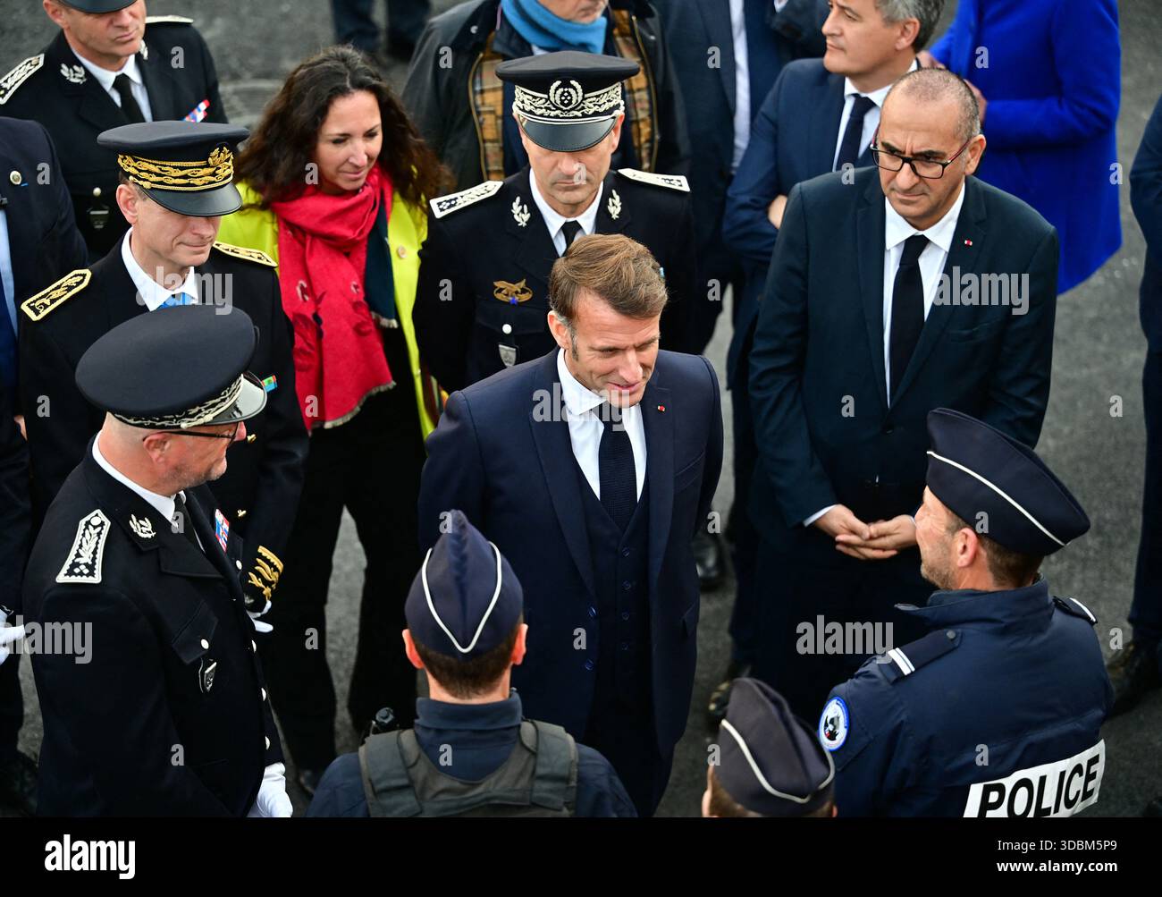 The President of the French Republic, Emmanuel Macron and Laurent Nunez ...