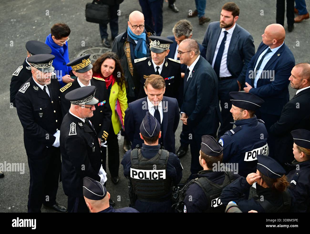 The President of the French Republic, Emmanuel Macron and Laurent Nunez ...